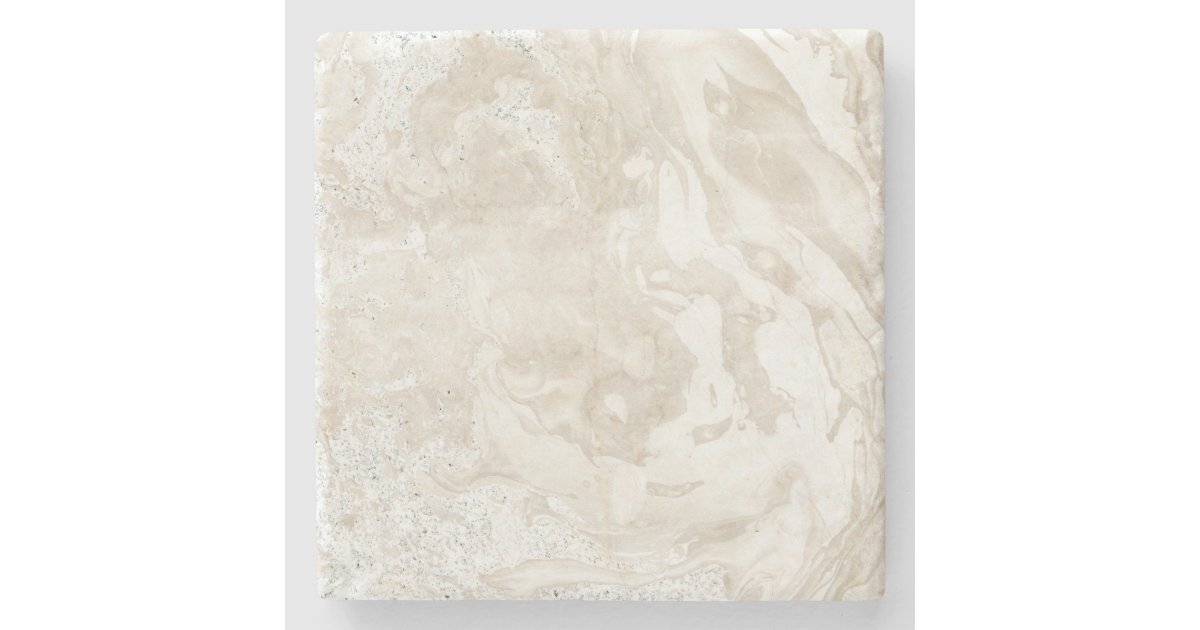 Marble Stone Bright Carrara Beige Ivory Gray Stone Coaster | Zazzle