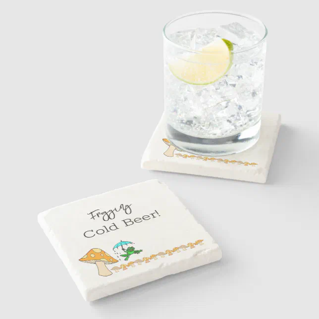 Marble Stone Coaster Frogging Cold Beer Mushroom | Zazzle