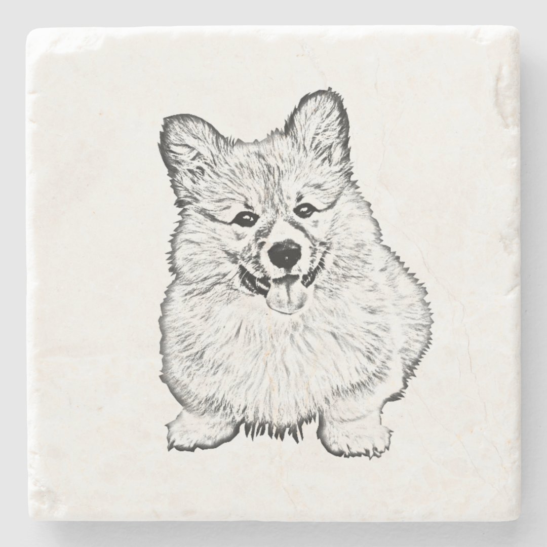 Marble Stone Coaster - Welsh Corgi | Zazzle