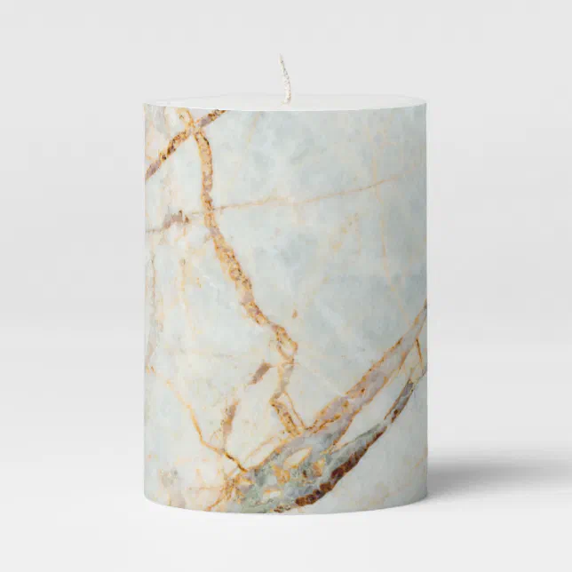 Marble stone pattern pillar candle | Zazzle