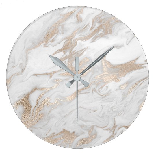 Marble Stone White Gold Beige Ivory Cream Gray Large Clock | Zazzle.com