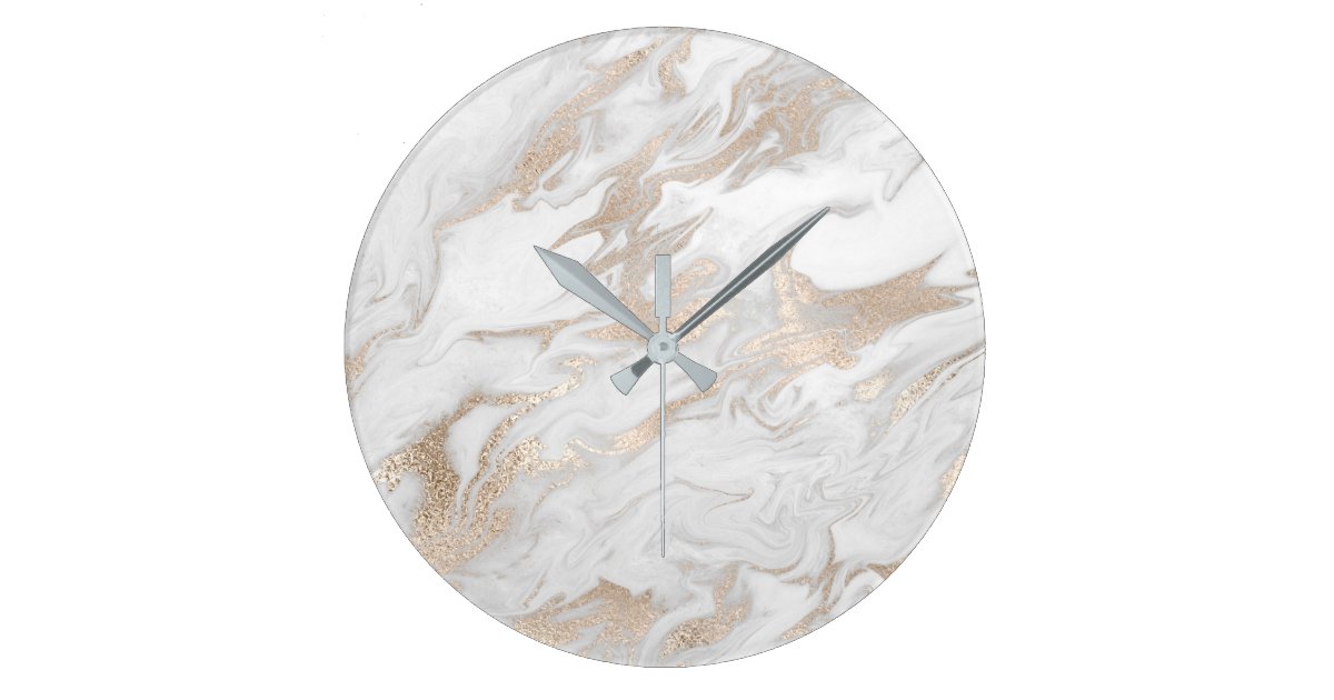 Marble Stone White Gold Beige Ivory Cream Gray Large Clock | Zazzle.com