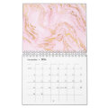Marble White Gray Silver Gold Pink Calendar | Zazzle