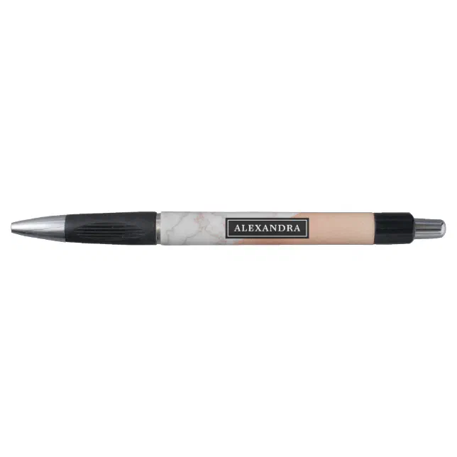 Marble with Faux Rose Gold Personalized Pen | Zazzle