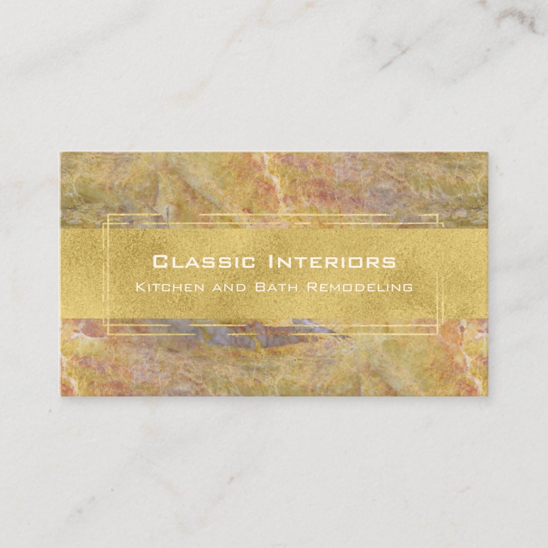 Marble with Gold Modern Natural Stone Business Card | Zazzle