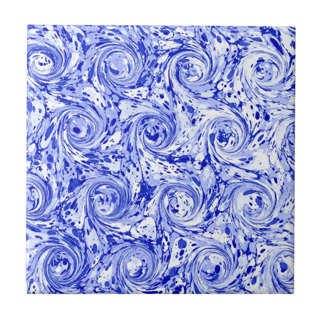 Marbled Abstract Design | Blue White Swirls Ceramic Tile | Zazzle