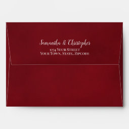Marbled Red with Red Rose Elegant Wedding Envelope | Zazzle