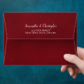Marbled Red with Red Rose Elegant Wedding Envelope | Zazzle