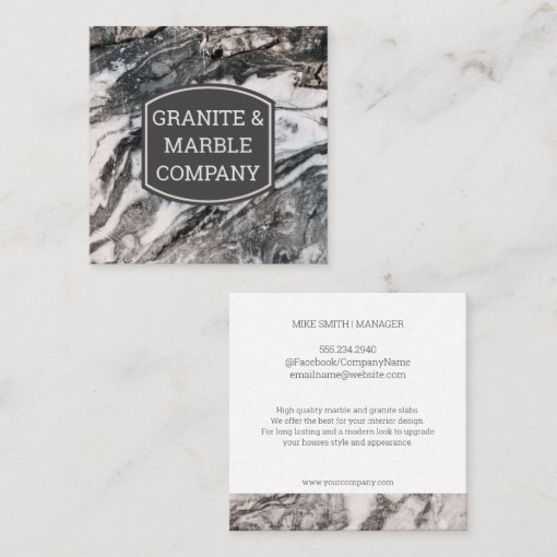 Marbled Slab | Granite Square Business Card | Zazzle