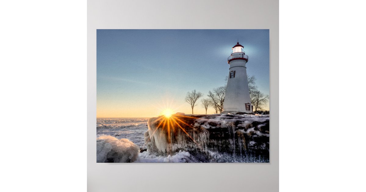 Marblehead Lighthouse Winter Sunrise Poster | Zazzle