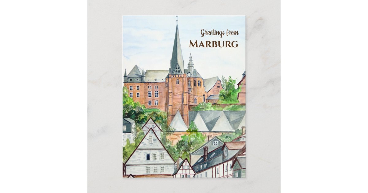 Marburg Altstadt Germany Townscape Painting Postcard | Zazzle