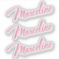 Marceline name pink cursive x3 sticker | Zazzle