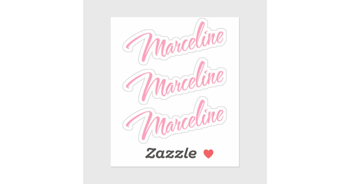 Marceline name pink cursive x3 sticker | Zazzle