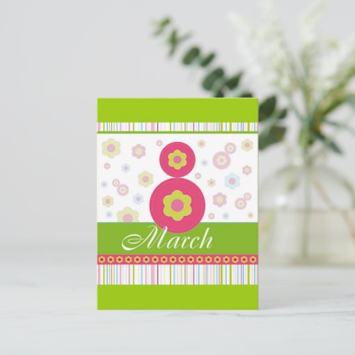 March8 March eight International Women's Day Postcard | Zazzle