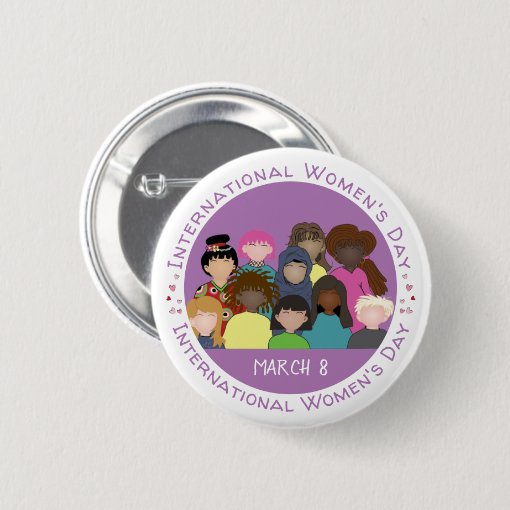 March 8 | International Women's Day Pin Button | Zazzle