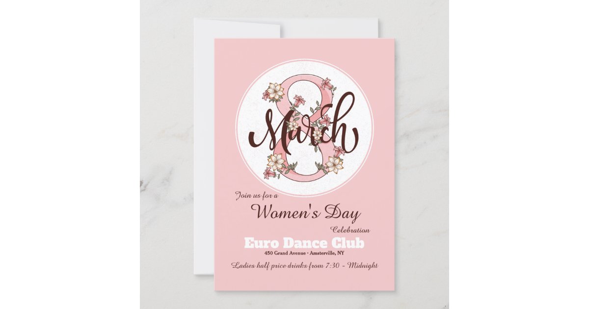 March 8th Floral Women's Day Invitation | Zazzle