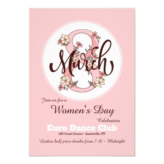 March 8th Floral Women's Day Invitation | Zazzle.com