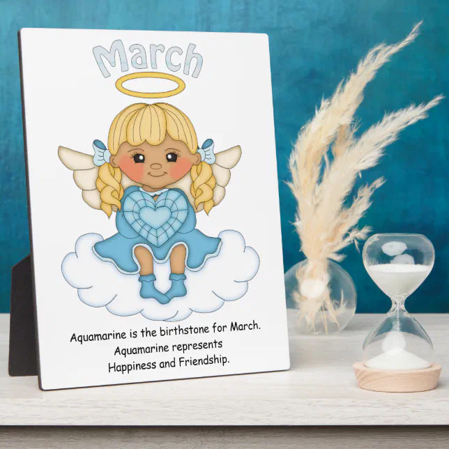 March Birthstone Angel Blonde Plaque | Zazzle