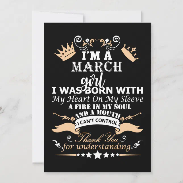 MARCH-BORN-GIRL-BACK-PRINTED---LIMITED-EDITION---S | Zazzle