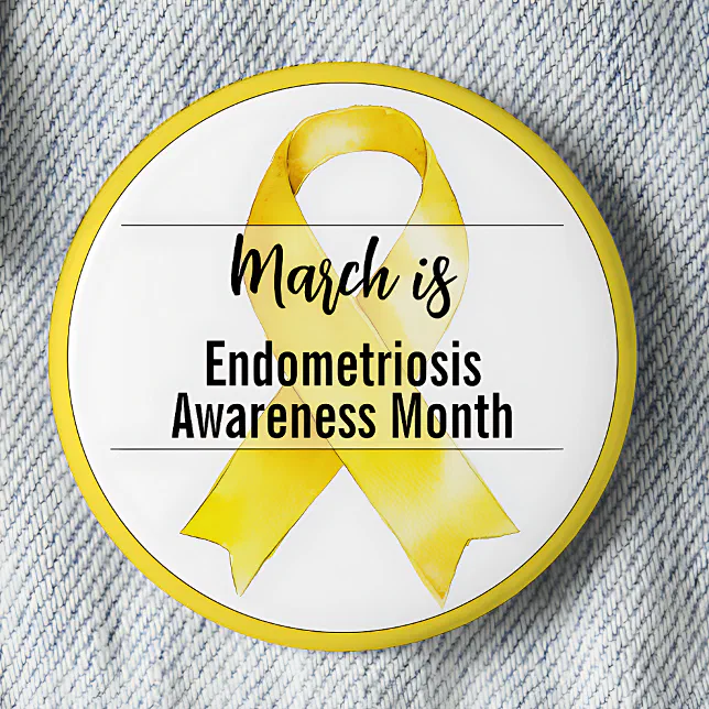 March Endometriosis Awareness Month Ribbon Button | Zazzle