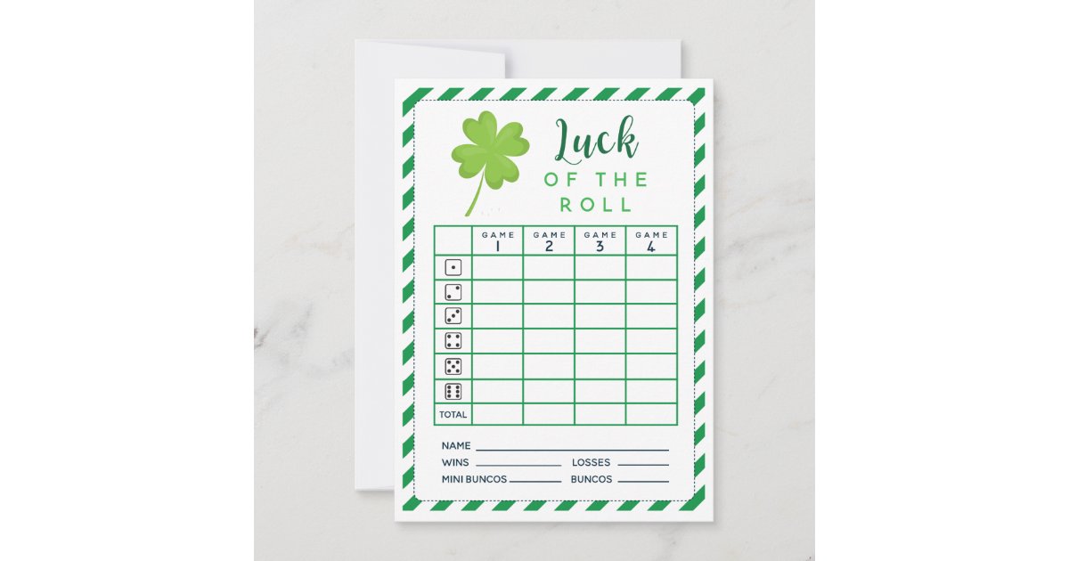 March Luck of the Roll double side bunco scorecard Invitation | Zazzle