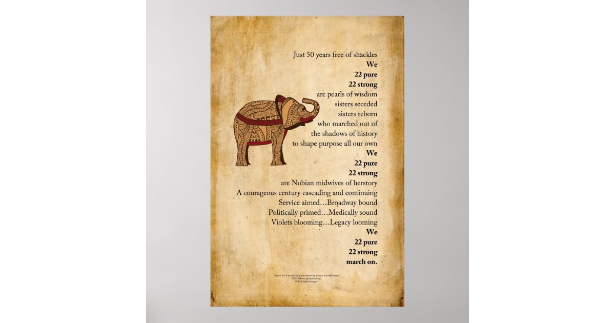 "March On" Poem Elephant Parchment Poster | Zazzle