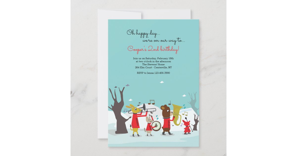 Marching Animal Band Birthday Party Invitation | Zazzle