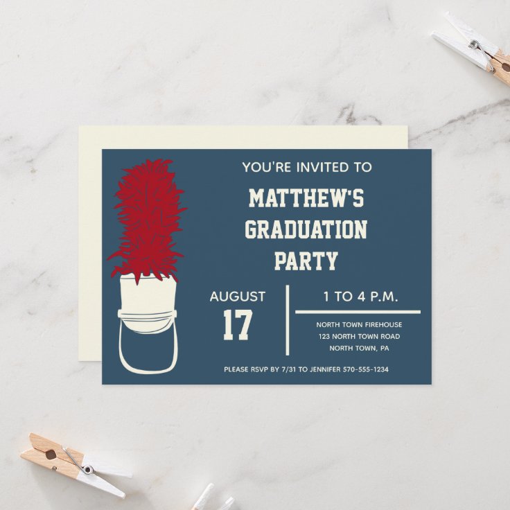 Marching Band Hat with Feathers Custom Party Invitation | Zazzle