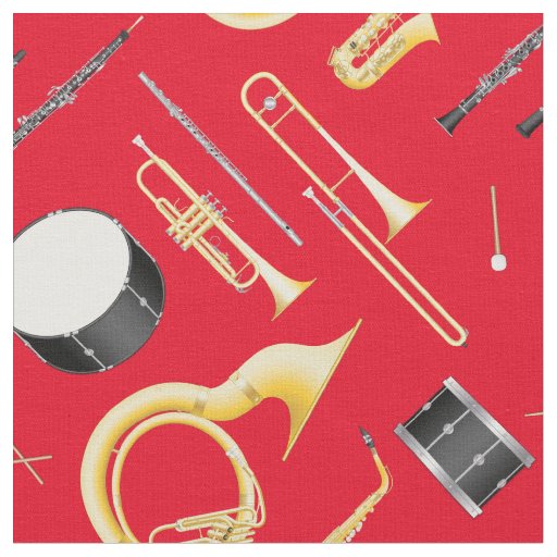 Marching Band Instruments Music Musician Red Fabric | Zazzle