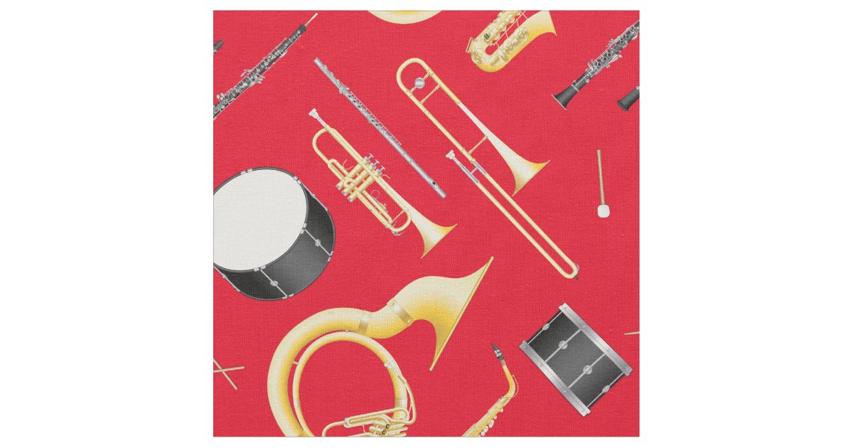 Marching Band Instruments Music Musician Red Fabric | Zazzle