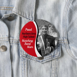 Marching Band Mom Red Black Button | Zazzle