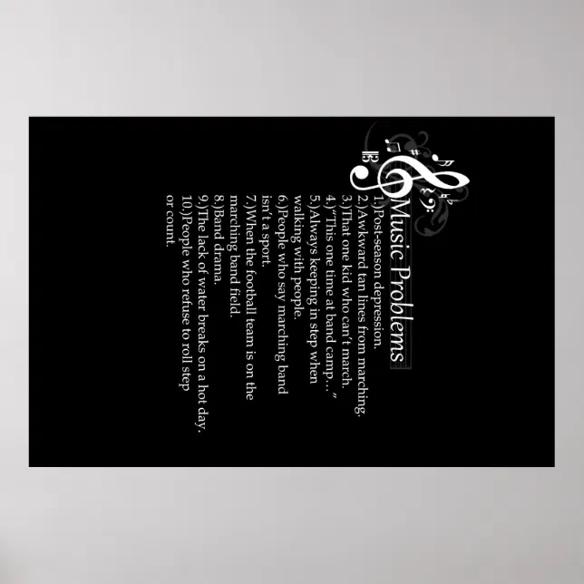 Marching Band Problems List Poster | Zazzle
