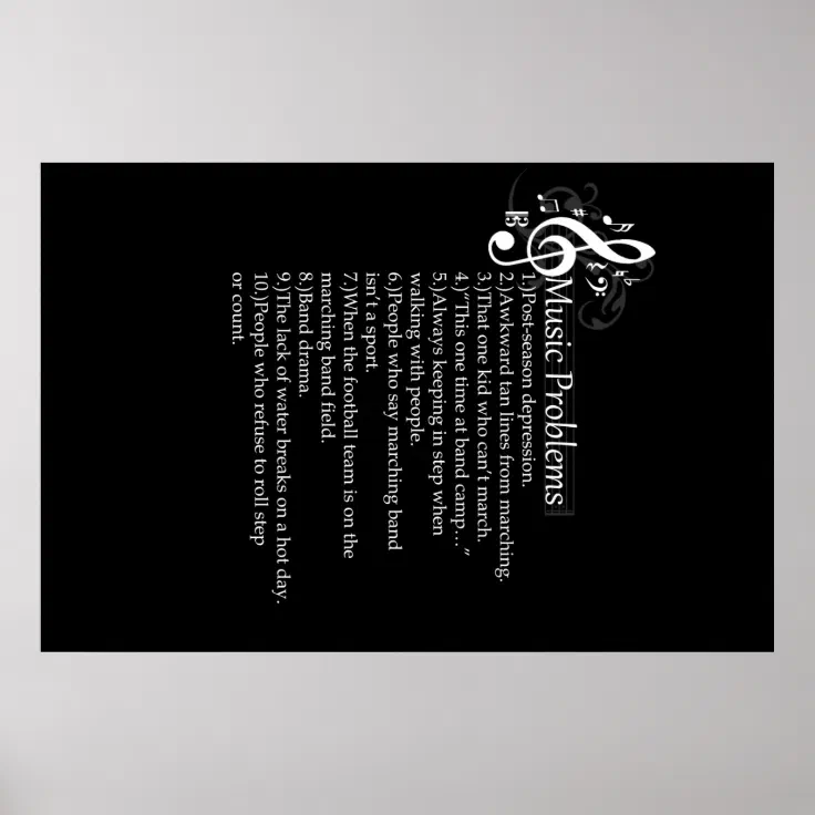Marching Band Problems List Poster | Zazzle