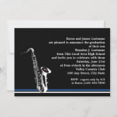 Marching Band Saxophone Graduation Photo Blue Invitation | Zazzle