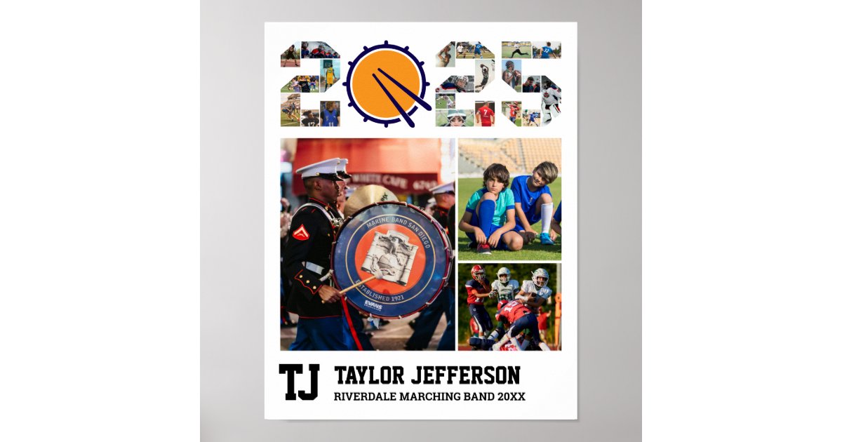 Marching Band Senior 2025 Sports Photo Collage Poster | Zazzle