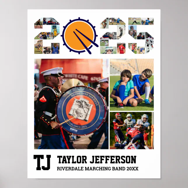 Marching Band Senior 2025 Sports Photo Collage Poster | Zazzle
