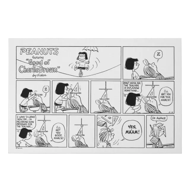 Marcie & Peppermint Patty In The Classroom Faux Canvas Print | Zazzle