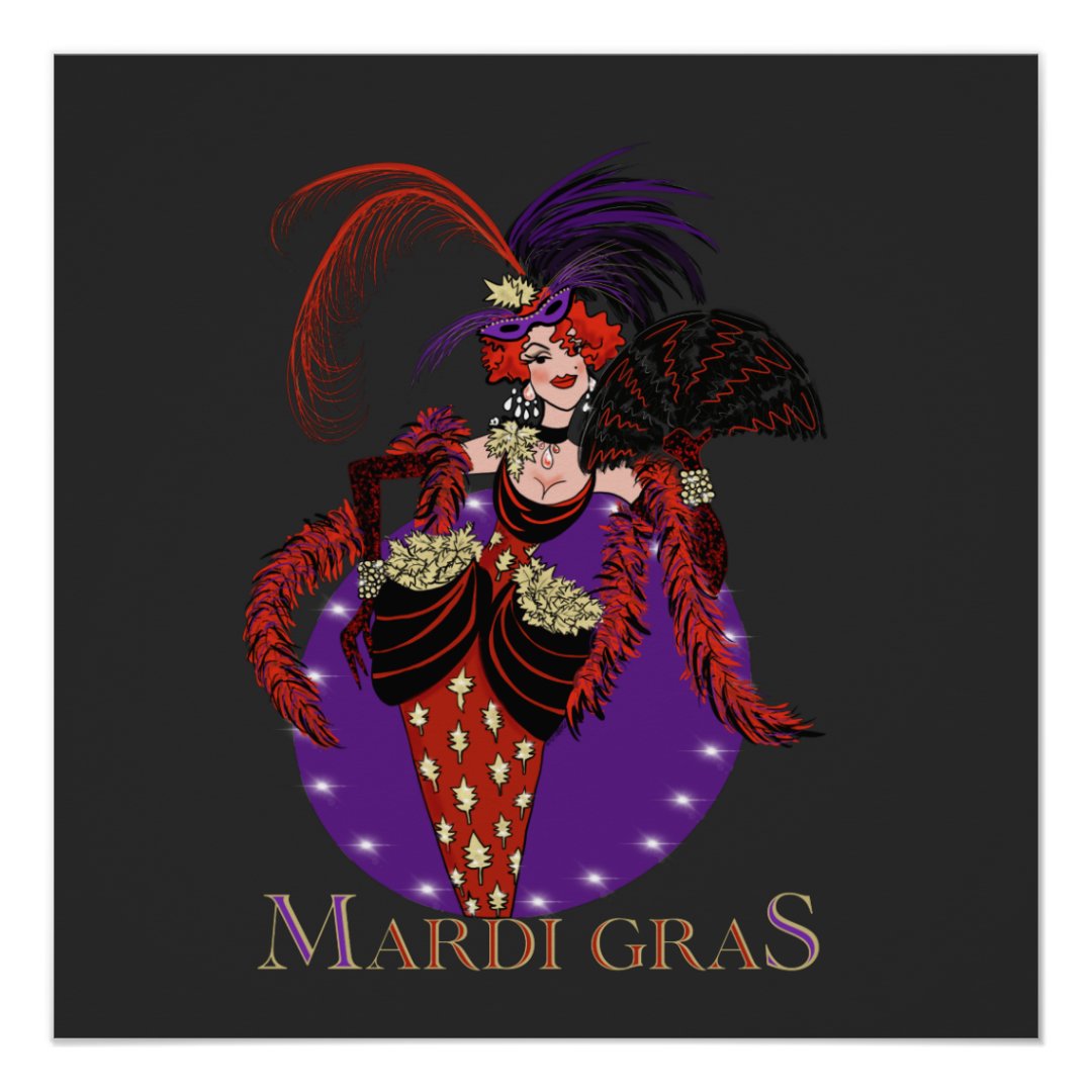 Mardi Gras 2021 vintage style lady New Orleans Poster | Zazzle