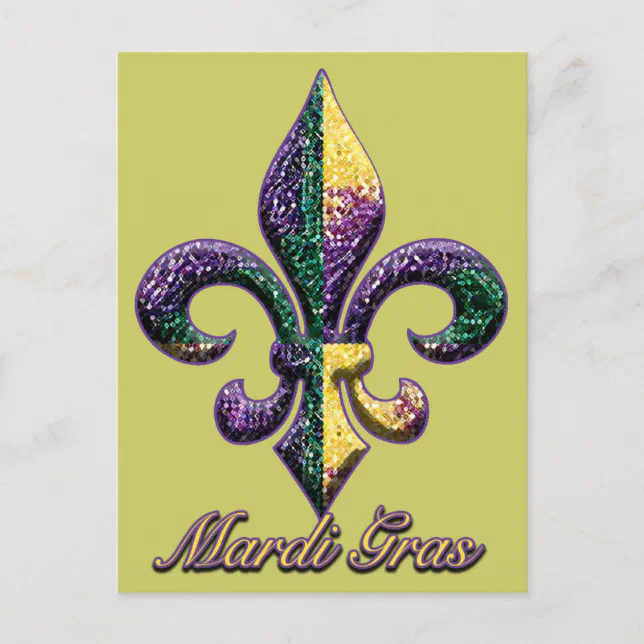 Mardi Gras bead Fleur de lis 2 Postcard | Zazzle