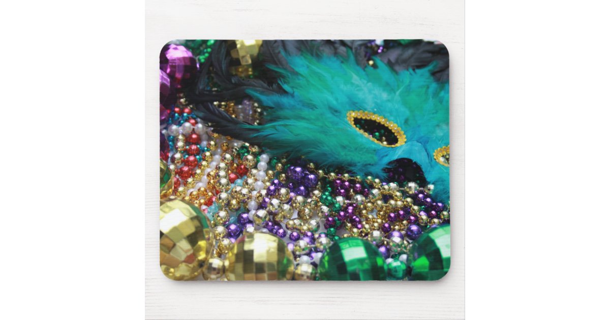 Mardi Gras Beads & Mask Mousepad | Zazzle
