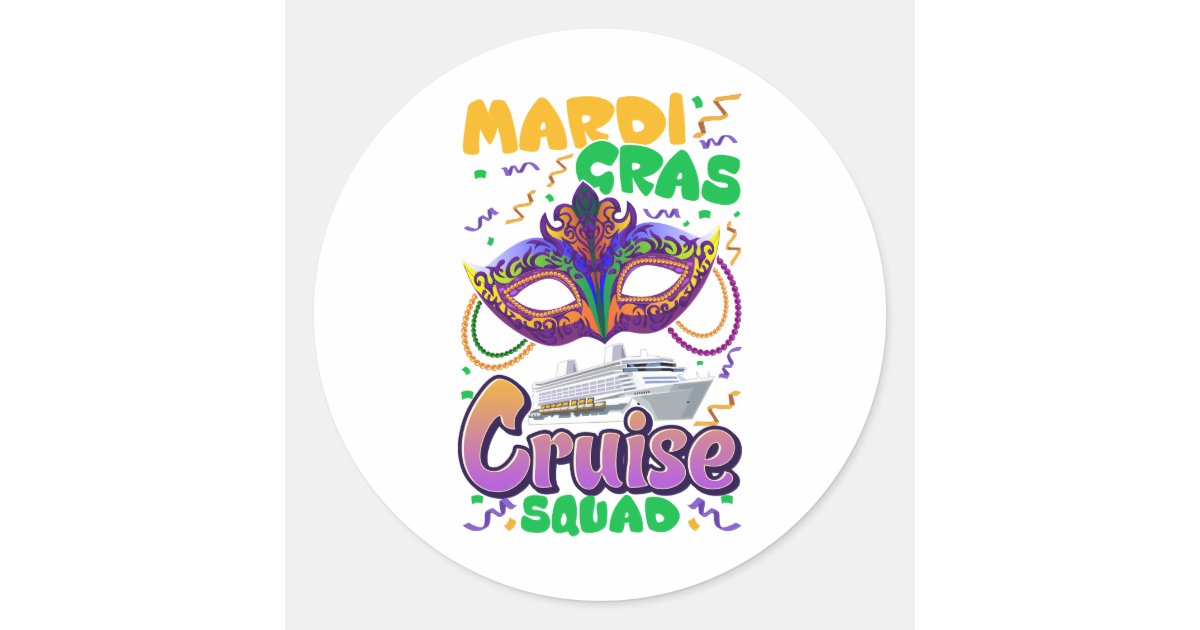 Mardi Gras Carnival Cruise Vacation Travel Classic Round Sticker | Zazzle