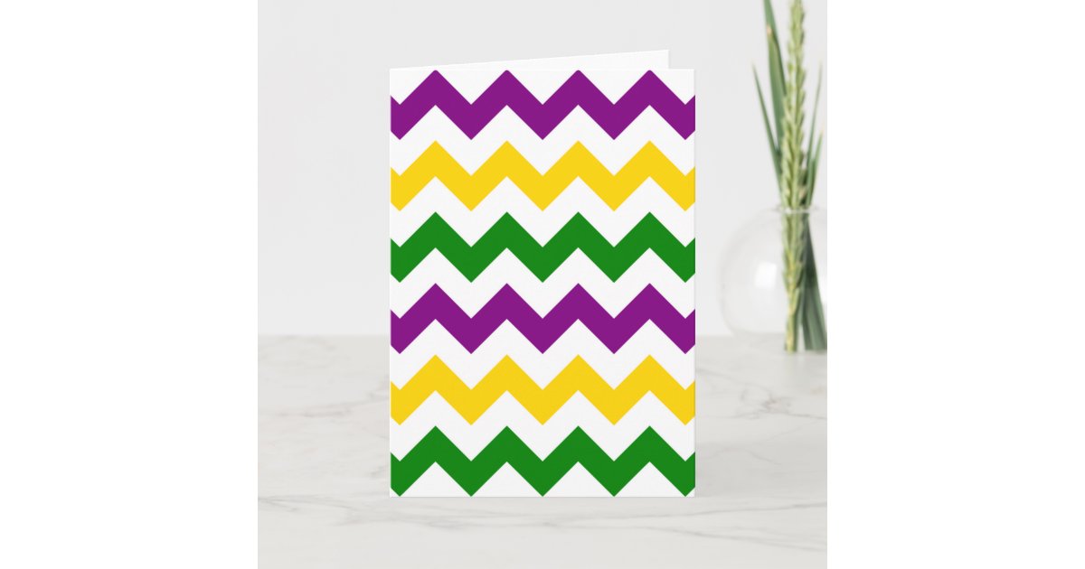 Mardi Gras Chevron Pattern Card | Zazzle