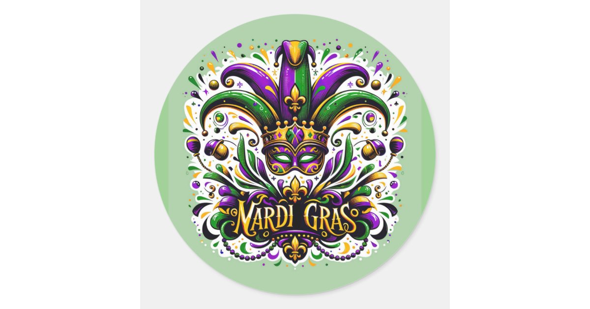 Mardi Gras Classic Round Sticker | Zazzle