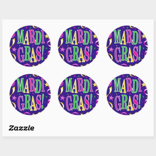 MARDI GRAS CLASSIC ROUND STICKER | Zazzle