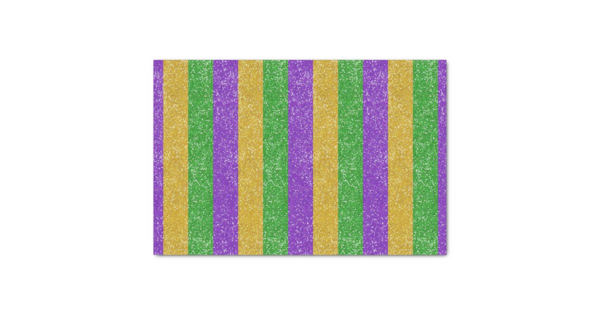 Mardi Gras Colors Glitter Stripe Bling Tissue Paper | Zazzle