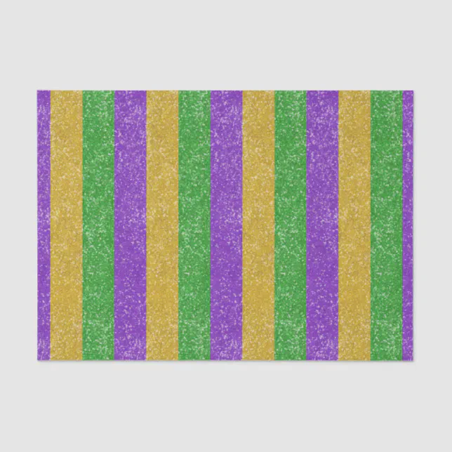 Mardi Gras Colors Glitter Stripe Bling Tissue Paper | Zazzle