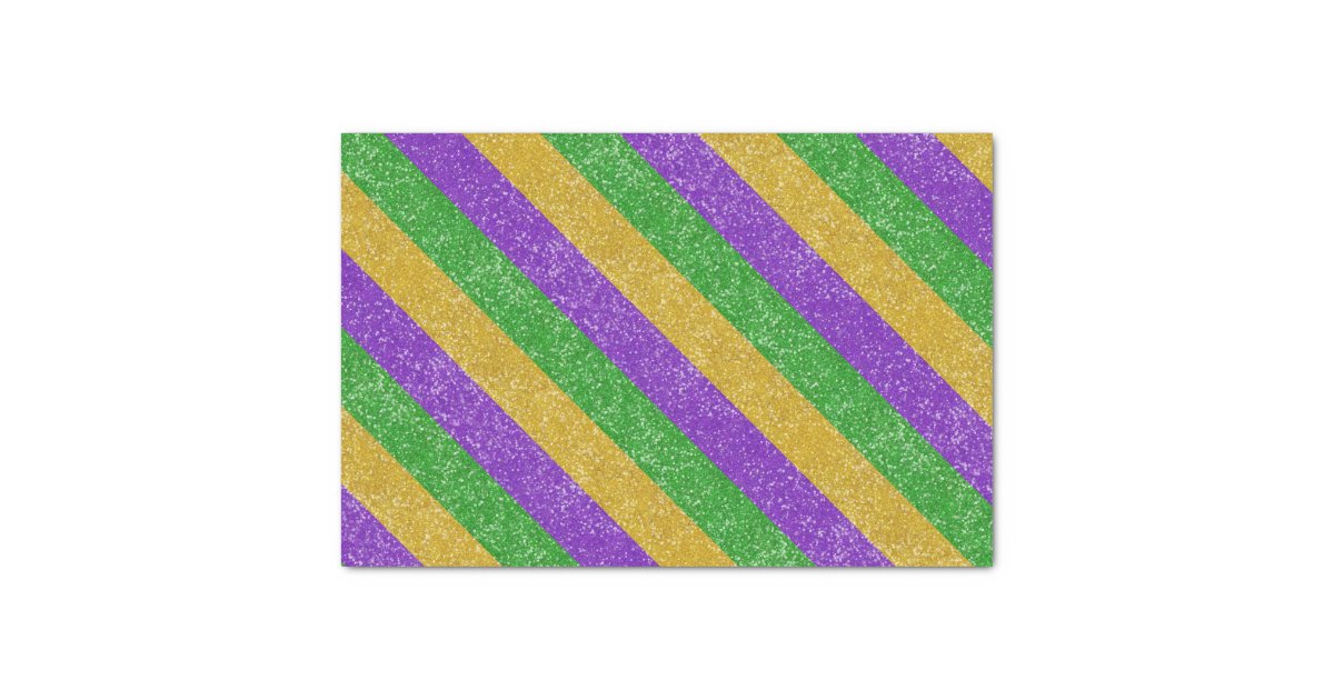 Mardi Gras Diagonal Colors Glitter Stripe Bling Tissue Paper | Zazzle
