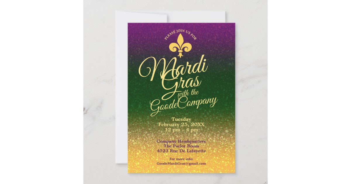 Mardi Gras Fat Tuesday | Party Invitation | Zazzle
