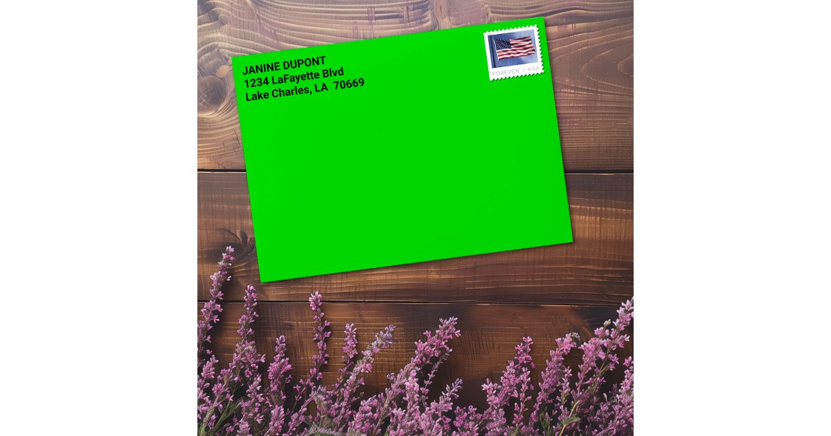 Mardi Gras Green Custom Address Envelope | Zazzle
