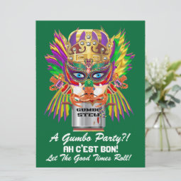 Mardi Gras Gumbo Queen View Hints please Invitation | Zazzle